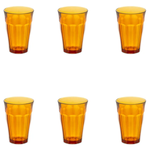 Набор стаканов Duralex PICARDIE AMBER 1029DB06A0111, 360 мл, 6 шт., прозрачный/оранжевый