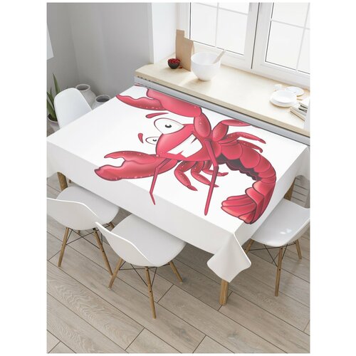 Скатерть прямоугольная JoyArty на кухонный стол "Веселый рак" из оксфорда, 120x145 см