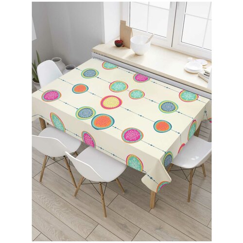 Скатерть прямоугольная JoyArty на кухонный стол "Шаровые комбинации" из оксфорда, 180x145 см