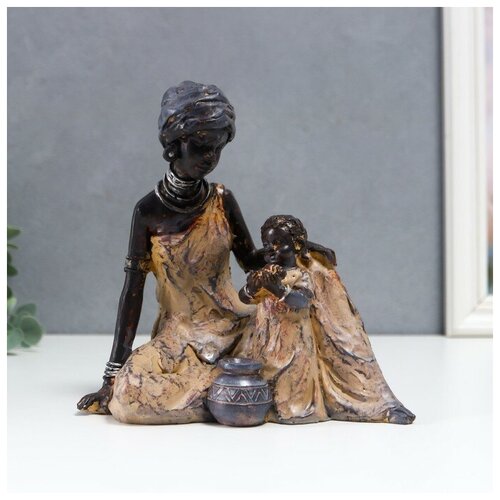 Сувенир полистоун "Мама с ребёнком. Африка" 19х18 см