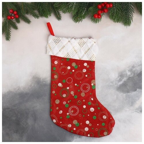 Зимнее волшебство Мягкая подвеска "Носок - салют Рождества" 22х35 см, красный
