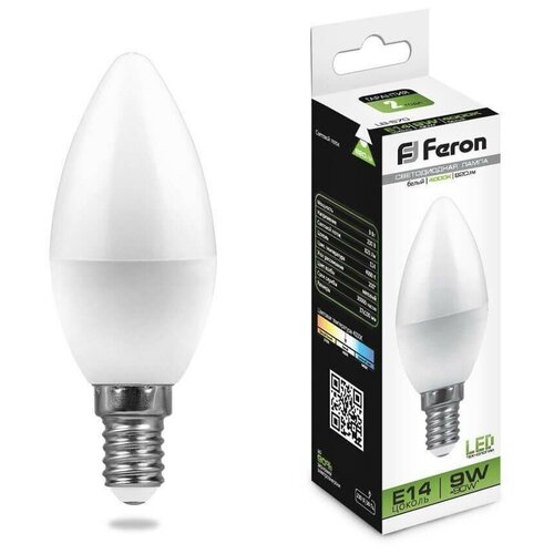 Feron (10 шт.) Лампа светодиодная Feron E14 9W 4000K Свеча Матовая LB-570 25799