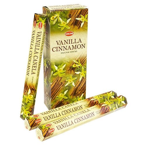 Благовоние HEM Ваниль Корица Vanilla Cinnamon шестигранник упаковка 6 шт Перо Павлина