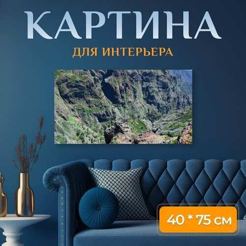 Картина на холсте "Мадейра, горы, португалия" на подрамнике 75х40 см. для интерьера