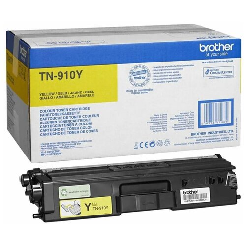 Картридж Brother TN910Y, 9000 стр, желтый