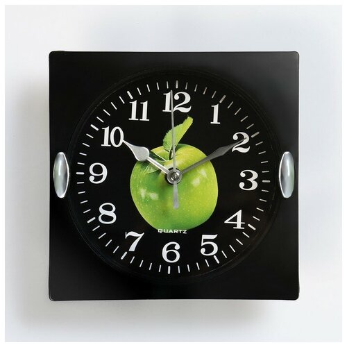 Часы настенные, серия: Кухня, "Яблоко", плавный ход, 15 х 15 см 7724990