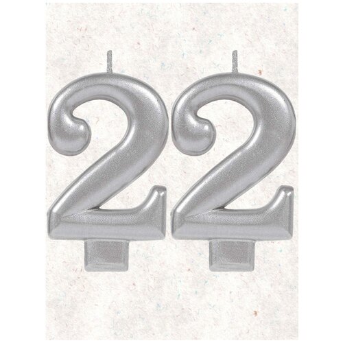 Свеча для торта цифра " 22 " 8 см серебро