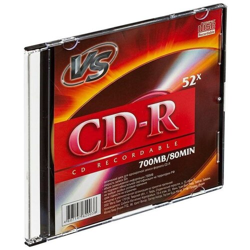 Оптический диск CD-R VS 700Mb, 52x, slim case, 5шт. (VSCDRSL501)