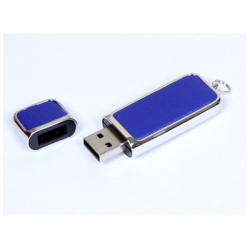 Компактная кожаная флешка для нанесения логотипа (16 Гб / GB USB 2.0 Синий/Blue 213 Flash drive KJ001 "консул")