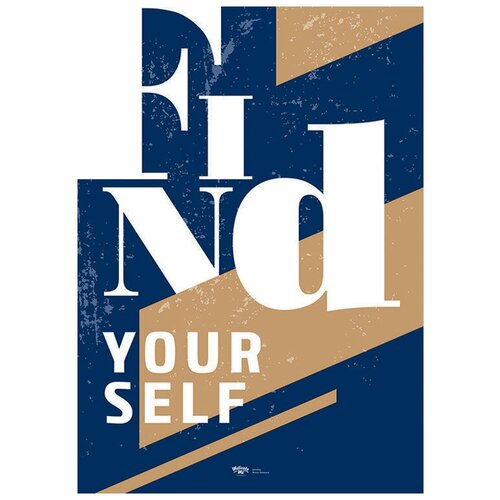 Постер мотиватор на стену в подарок "Find Yourself" размера 60х90см 600*900 мм в черной раме для декора комнаты, офиса и дома