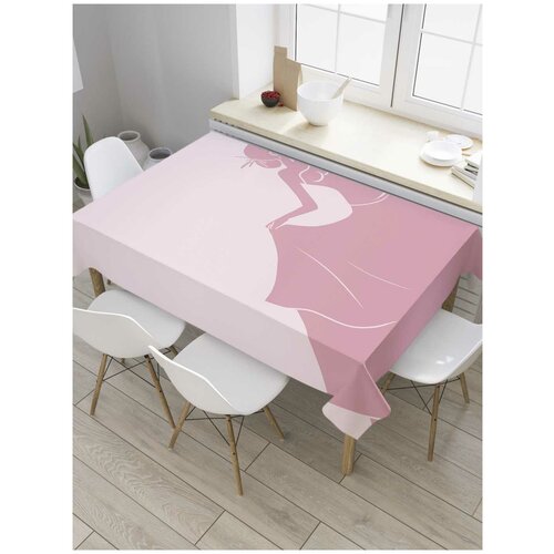 Скатерть прямоугольная JoyArty на кухонный стол "В наряде с букетом" из оксфорда, 180x145 см