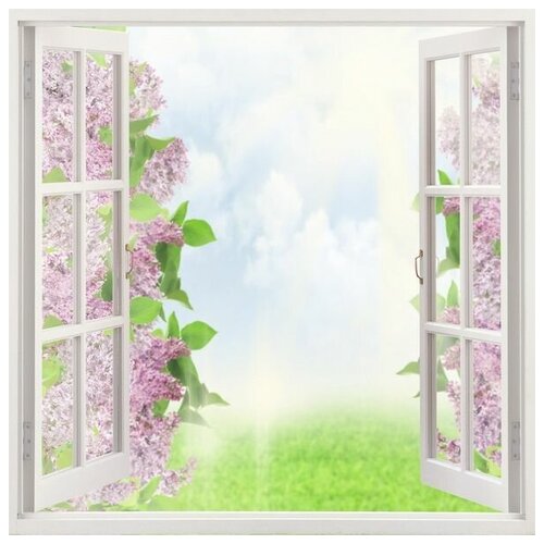 Постер на холсте Сирень за окном (Lilacs outside the window) 30см. x 30см.