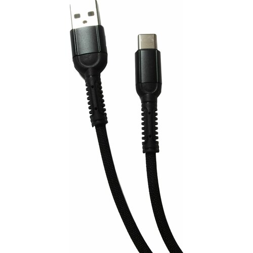 USB Кабель Type-C "Mi-Digit" Floret, в оплетке, 2А, Черный, 1 м.