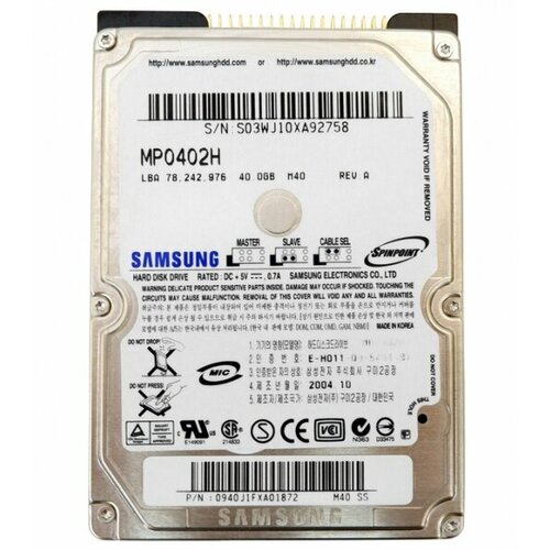 Жесткий диск Samsung MP0402H 40Gb 5400 IDE 2,5" HDD