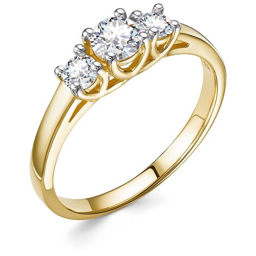 Кольцо помолвочное Vesna jewelry, желтое золото, 585 проба, родирование, бриллиант, размер 18, бесцветный