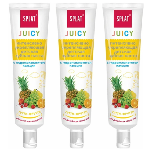 Зубная паста SPLAT Juicy Тутти-Фрутти для детей всех возрастов, 35 мл, 35 г, 3 шт., белый-красный
