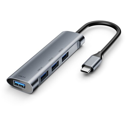 USB-концентратор  VCOM CU4383, разъемов: 4, серый