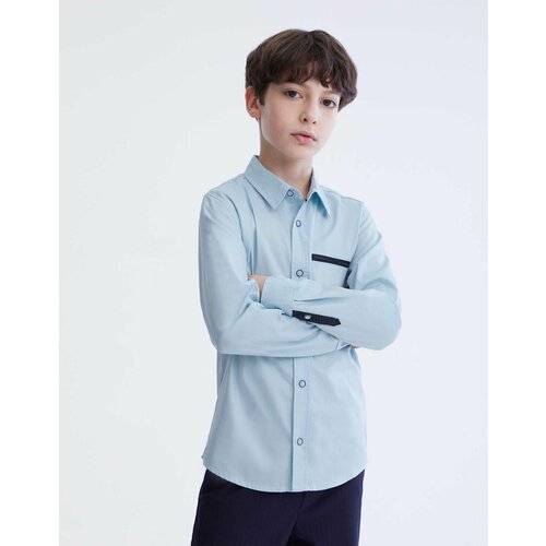 Школьная рубашка Gloria Jeans, размер 8-9л/134 (33), голубой