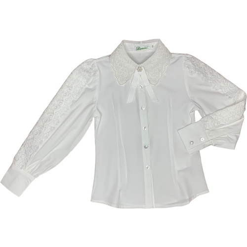 Школьная блуза DENIZ, размер 140, белый, бежевый