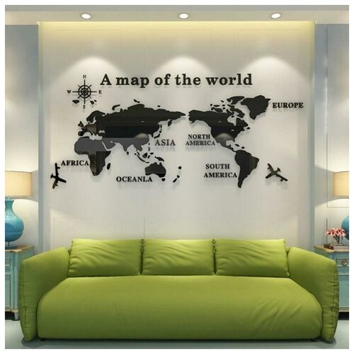 Декор настенный "Карта мира", 105 х 230 см