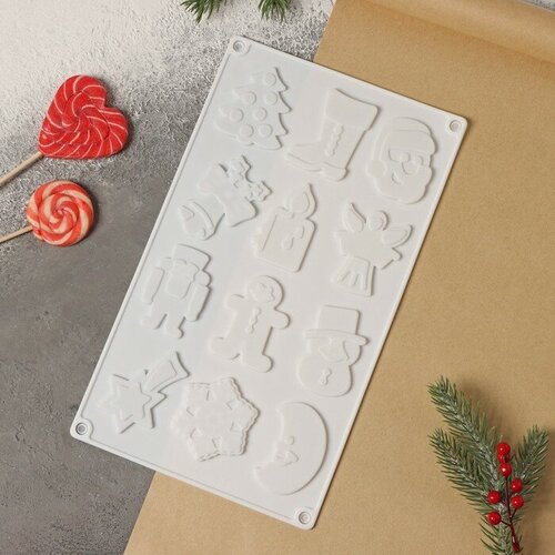 Форма силиконовая для льда и шоколада Доляна «Новый год», 29,3×17,3 см, 12 ячеек, цвет микс