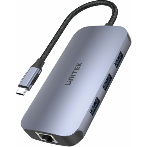 USB-концентратор (хаб) Unitek 9 в 1 (3 x USB A, USB C, 4K HDMI, RJ45, USB C PD, SD/Micro SD) (D1071A)