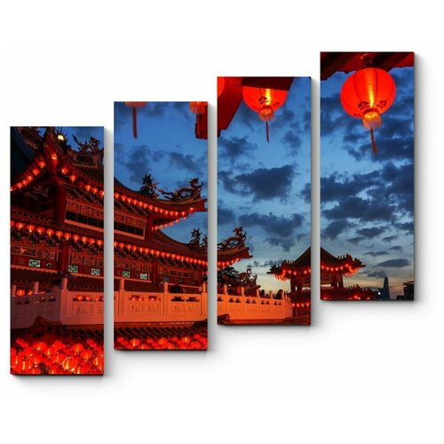Модульная картина Храм Тянь Хоу в сумерках120x104