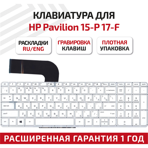 Клавиатура (keyboard) 9Z. N9HBQ.901 для ноутбука HP Pavilion 15-P, 17-F, 15-P000, 15t-p000, 15z-p000, 17-F, Envy 15-K000, 15-K100, белая