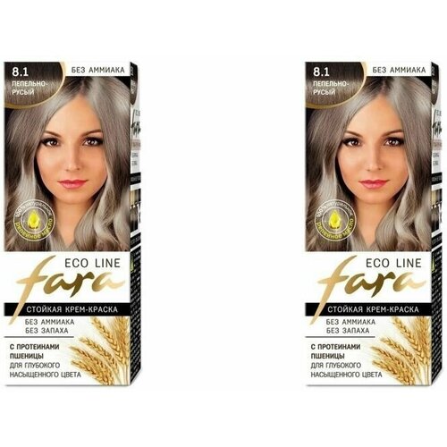 Краска для волос FARA (Фара) Eco Line Green, 8.1 пепельно-русый х 2шт