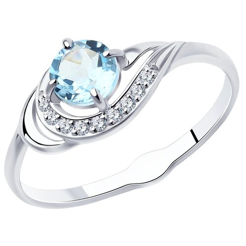 Кольцо Diamant, серебро, 925 проба, топаз, фианит, размер 16.5, белый