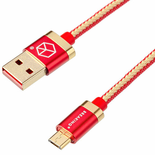 Кабель Breaking Denim USB - Micro USB, 1 метр, 2.4 A (Красный)