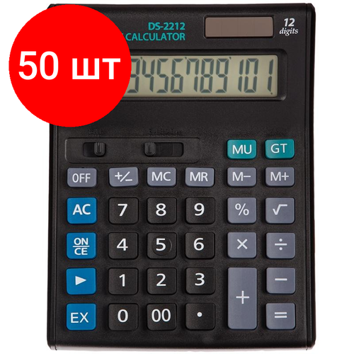 Комплект 50 штук, Калькулятор настольный полноразмерный Attache Economy 12 разр, черный