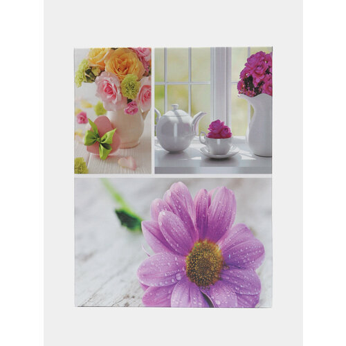 Фотоальбом 100 фото, 10х15, "Цветы", твёрдая обложка Цвет Пурпурный