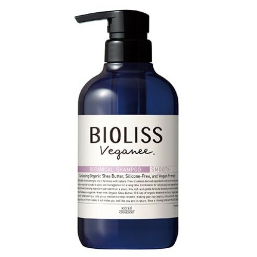 KOSE Шампунь для волос Bioliss Veganee разглаживающий с натуральными маслами, аромат розы и черной смородины, диспенсер с дозатором 480 мл