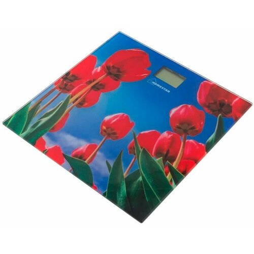 Весы напольные электронные HOMESTAR HS-6001I красные тюльпаны (стекл поверхн, 180 кг) арт.005187