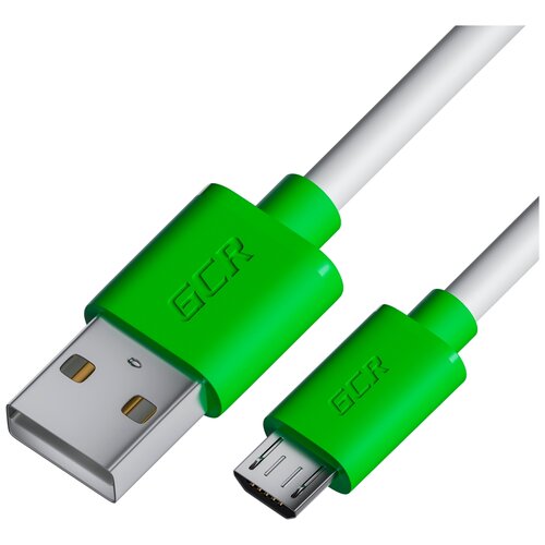 Кабель GCR USB - microUSB (GCR-UA1U), 0.5 м, белый/зеленый