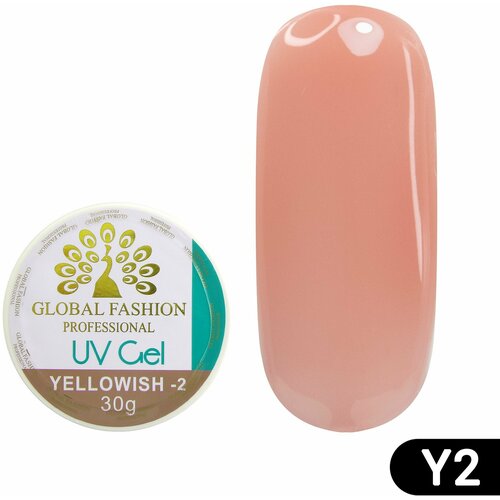 Global Fashion Камуфлирующий гель для наращивания и моделирования ногтей Yellowish-2, 30 гр