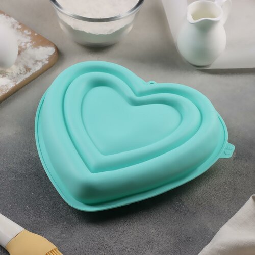 Форма силиконовая для муссовых десертов и выпечки «Сердце», 22×20×7 см, цвет микс