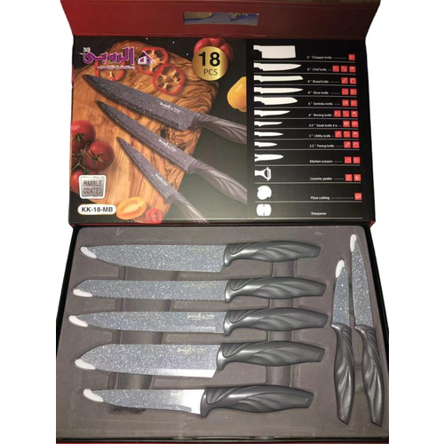 Набор ножей на подставке с кухонными ножницами KITCHEN KING, стальной, 18 предметов