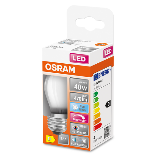 Светодиодная лампа Ledvance-osram OSRAM LED SUPERSTAR+ CL P GL FR 40 dim 3,4W/940 E27 Ra90