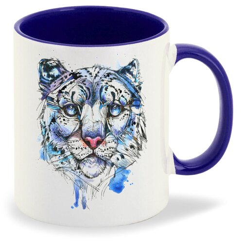 Кружка синий CoolPodarok Тигр рисунок карандашем арт
