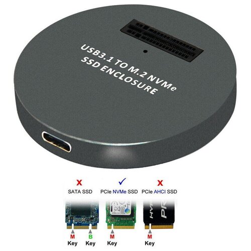 Адаптер для SSD M.2 NVMe USB 3.2 Gen 2 PCIe Gen 3x2 (JMS583) 10Gb/s, UASP, TRIM | ORIENT UHD-524