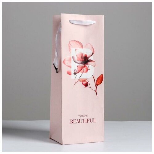 Пакет ламинированный под бутылку «You are beautiful», 13 x 36 x 10 см