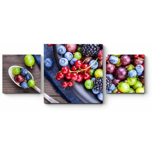 Модульная картина Россыпь сочных ягод 100x43