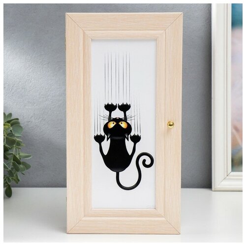 Ключница "Кот" молочный дуб 15х30 см микс