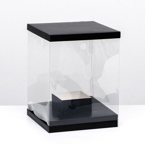 UPAK LAND Коробка для цветов с вазой и PVC окнами, складная, 23 х 30 х 23 см, чёрный