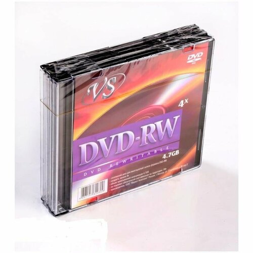 Компакт-диск VS DVD-RW, 4,7 гб, 4x, Slim box, 1 шт (VSDVDRWSL501)