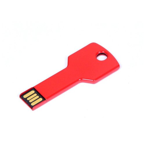 Металлическая флешка Ключ для нанесения логотипа (128 Гб / GB USB 2.0 Красный/Red KEY Гравировка логотипа компании)