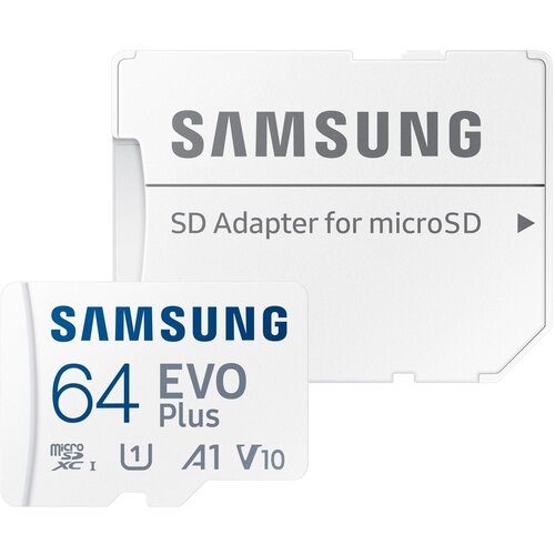 Mcro SD 64GB SAMSUNG EVO PLUS microSDXC Class 10, UHS-I, (SD адаптер) 130MB/s/EU/CN MB-MC64KA/EU