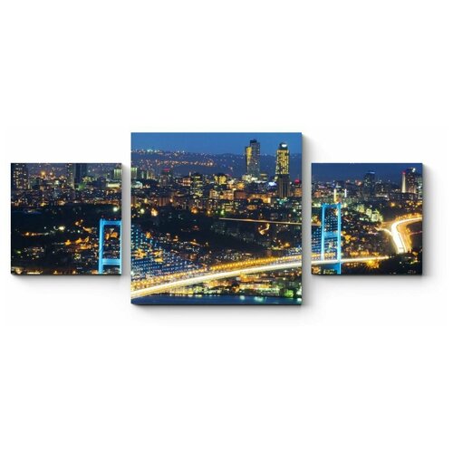 Модульная картина Город не спит, ночной Стамбул70x30